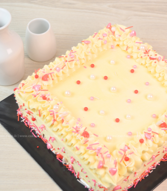 Butter Pearl Square Cake - www.cake.lk